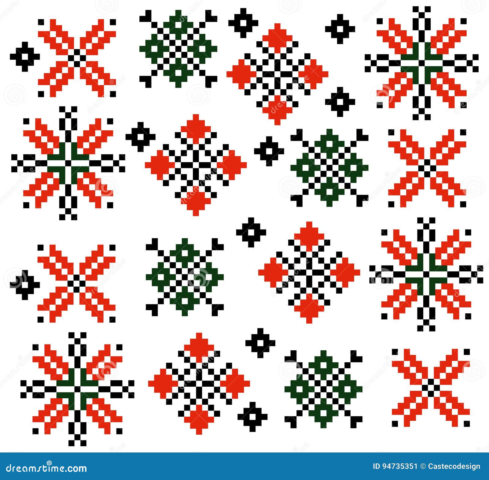 Moldovan Romanian Ethnic Ornament Pattern Set Collection Vector Stock ...