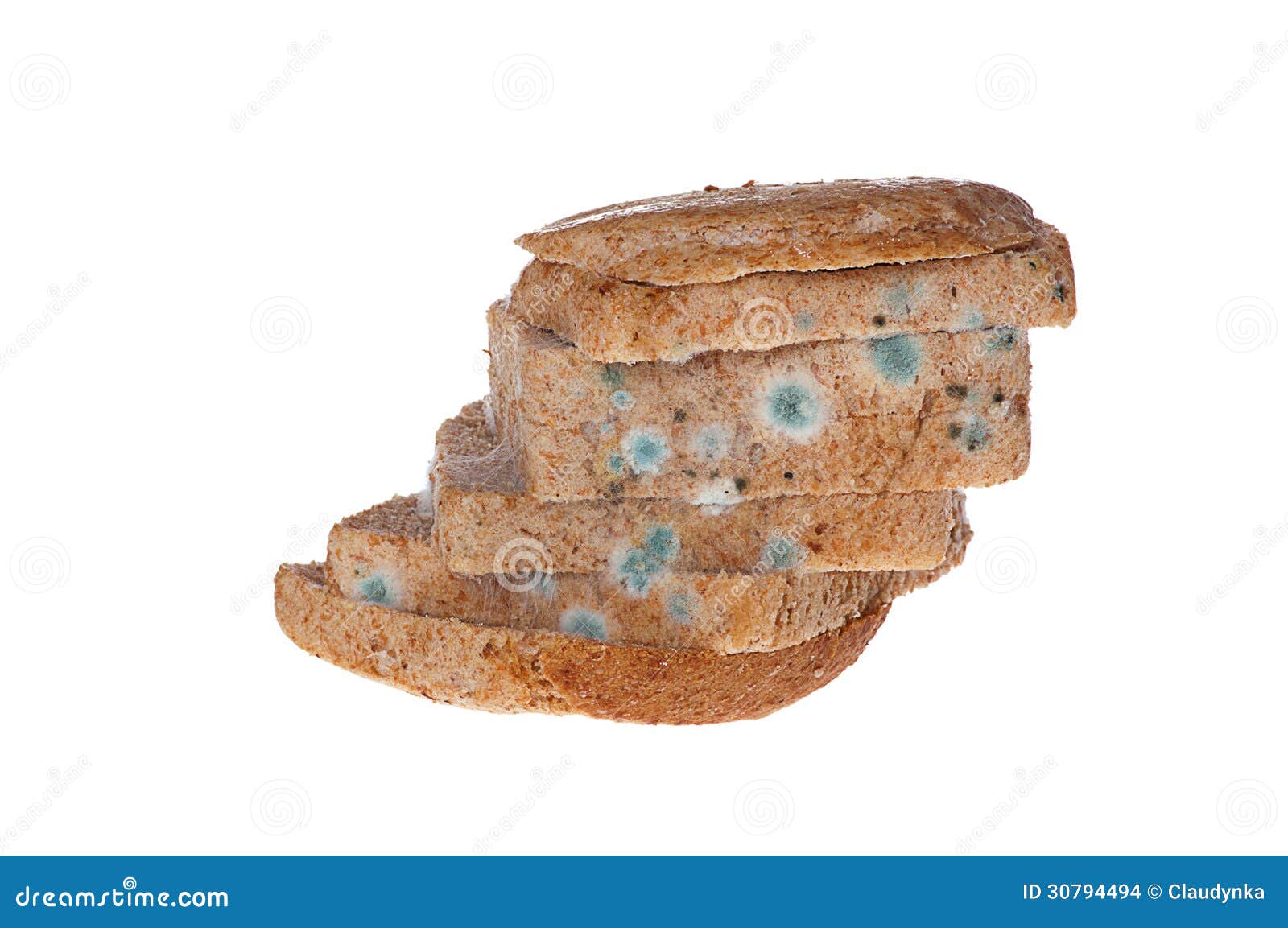 Moldy On Bread Isolated On White Background, Inedible Food. Stock ...