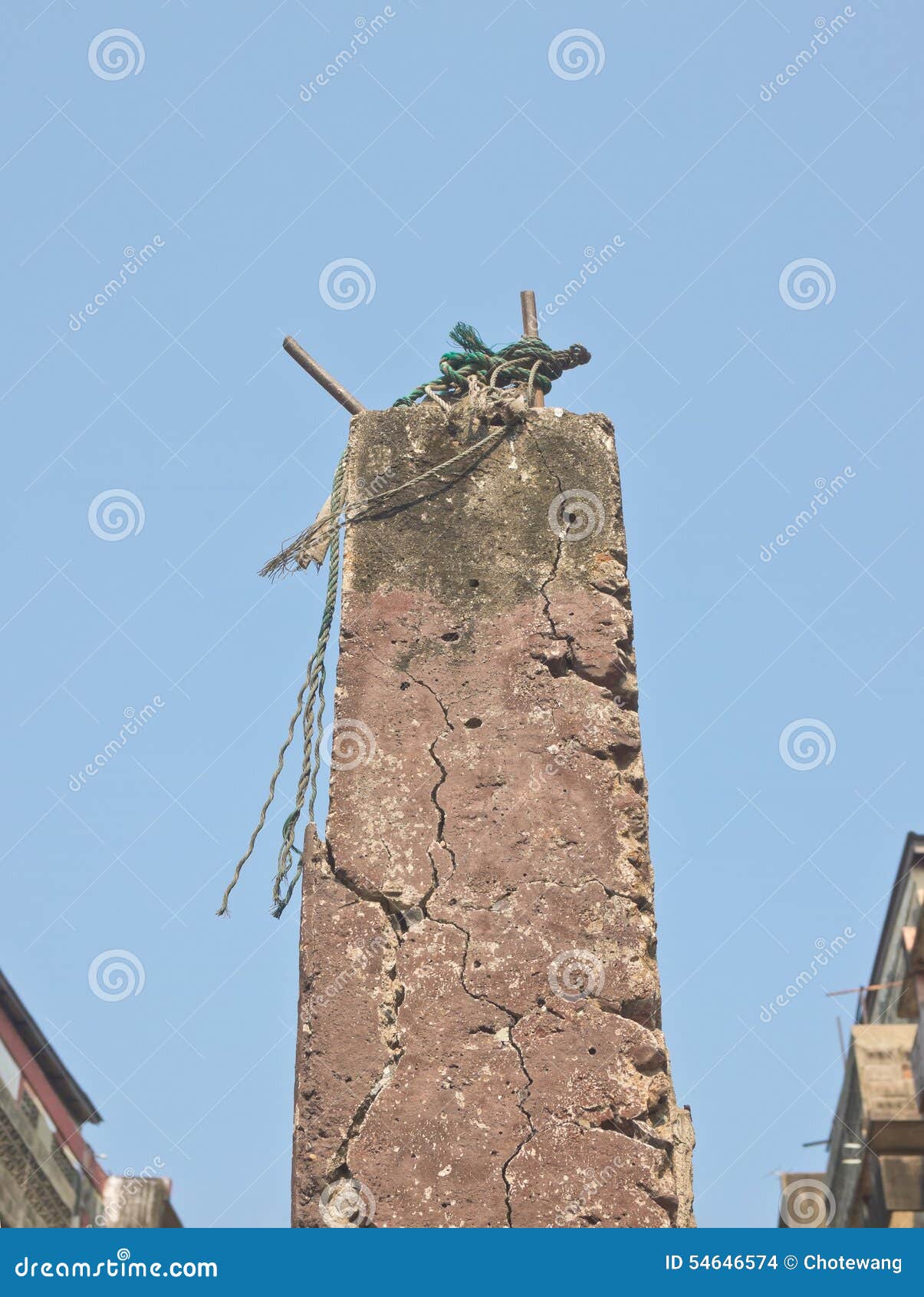 Moldy concrete pole stock photo. Image of rope, post - 54646574