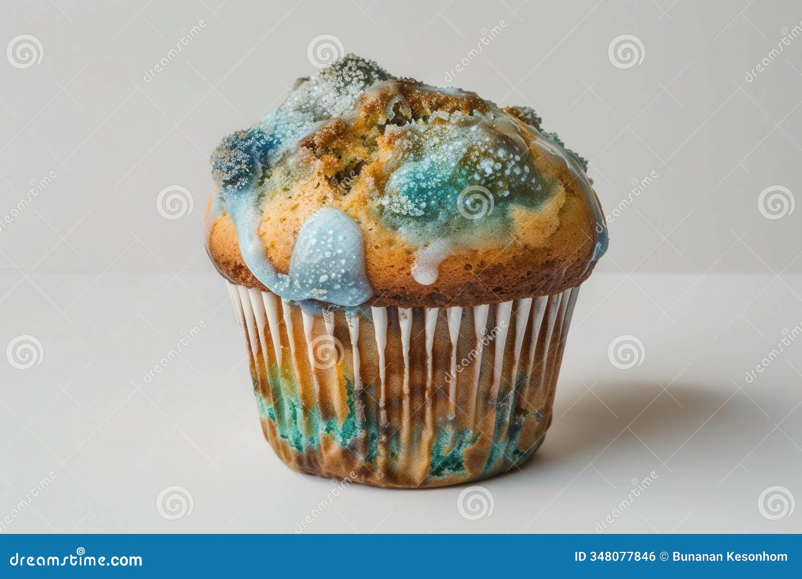 Moldy Muffin with Visible Blue and Green Mold Spots Stock Illustration ...