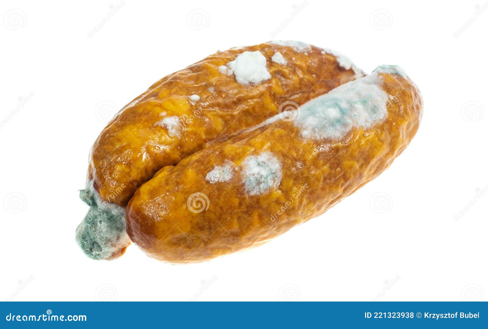 Moldy Sausage on a White Isolated Background Stock Photo - Image of ...