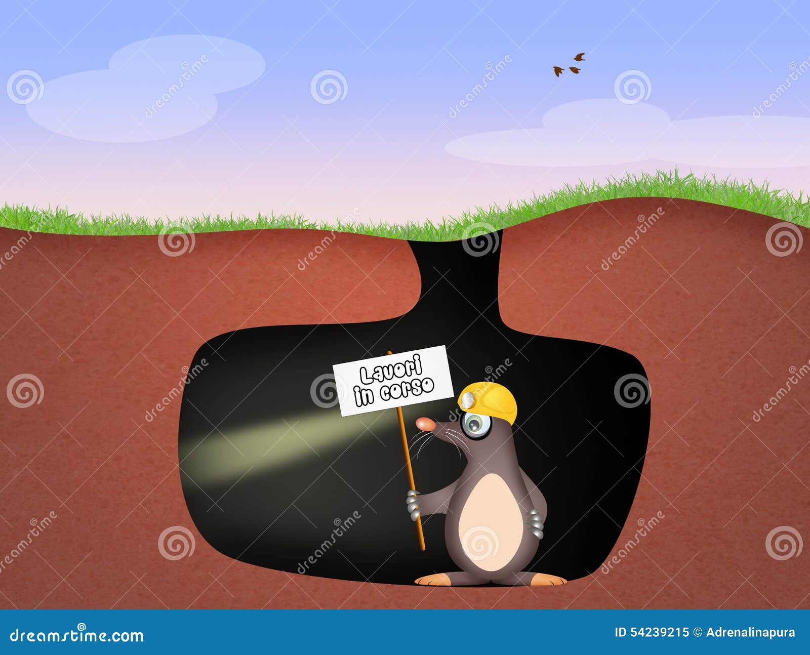 Mole in the den stock illustration. Illustration of mammal - 54239215
