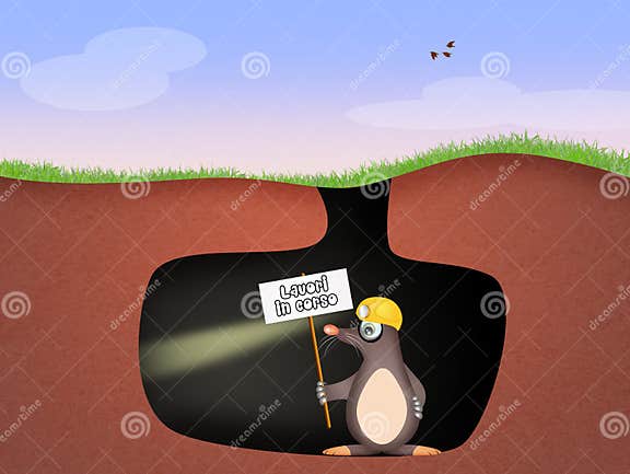 Mole in the den stock illustration. Illustration of mammal - 54239215