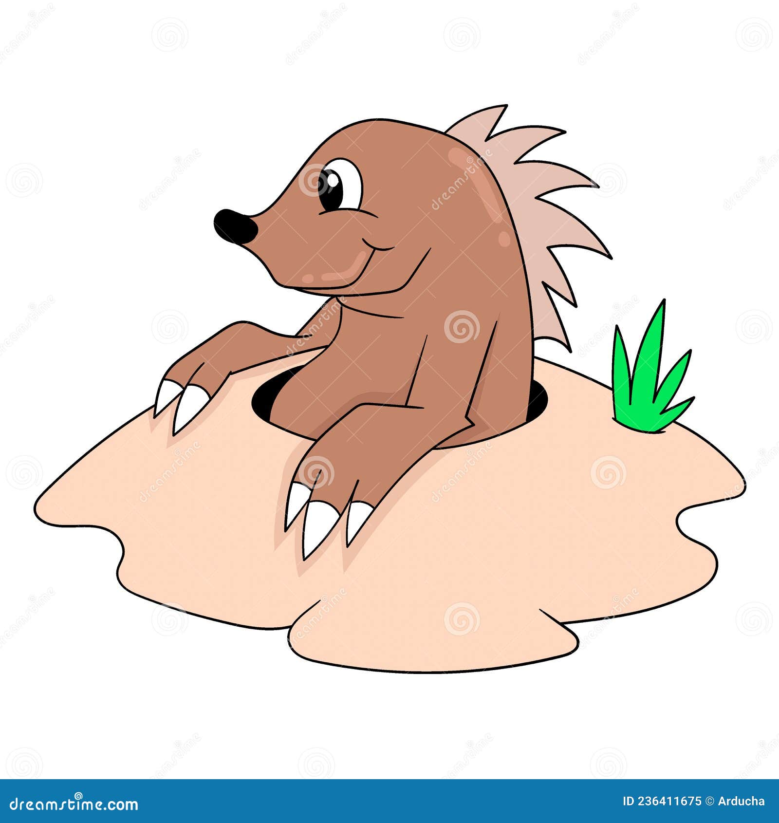 The Mole Is Digging The Ground For His House, Doodle Icon Image Kawaii ...