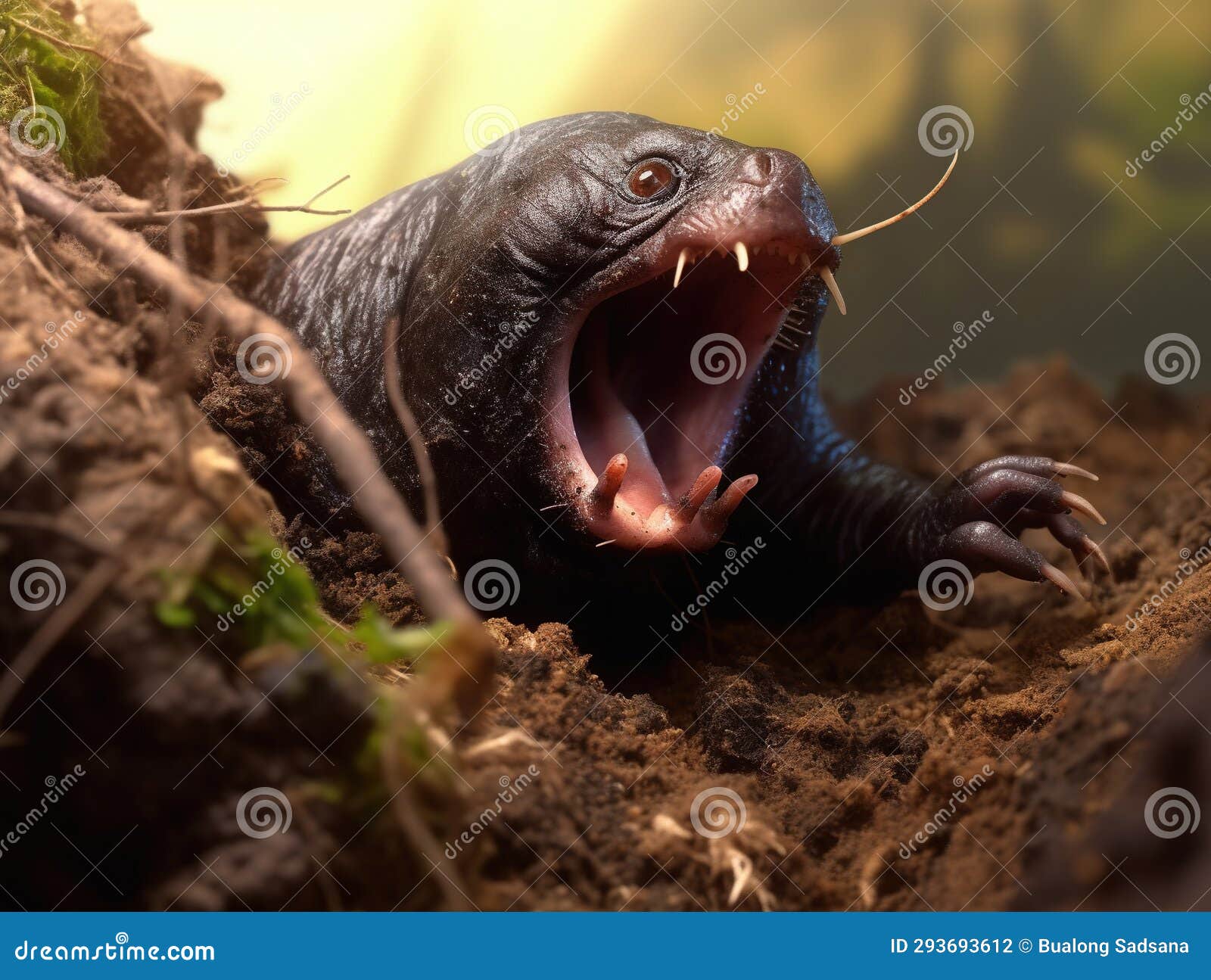 Mole eating earthworm stock illustration. Illustration of generative ...