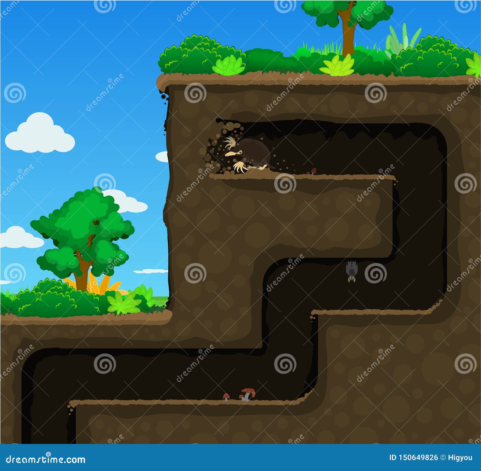 Mole High Dig Underground Cartoon Stock Vector - Illustration of vivid ...