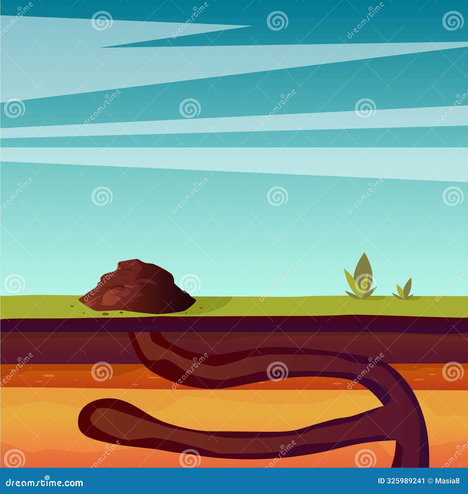 Mole Underground in a Hole, Cartoon Vector Stock Vector - Illustration ...