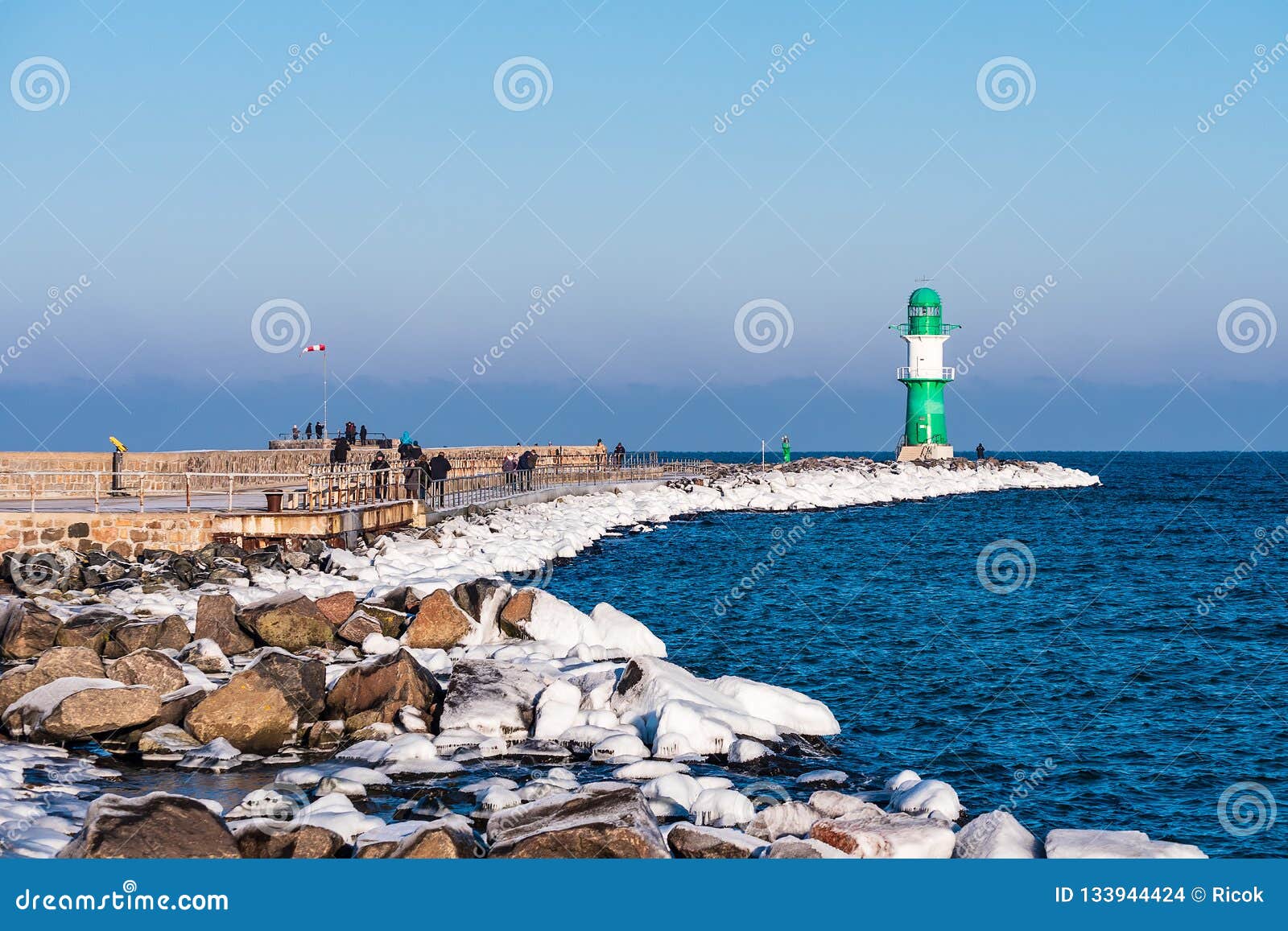 The Mole in Winter Time in Warnemuende, Germany Stock Photo - Image of ...