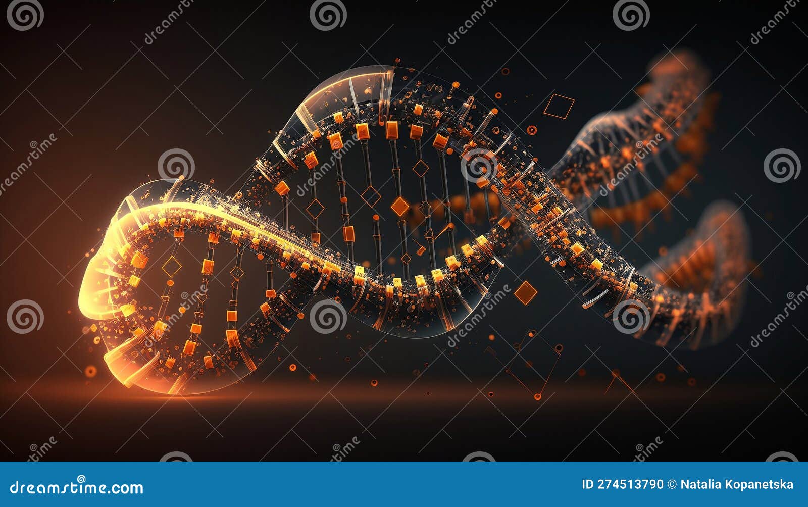A Molecula Dna Structure on a Dark Background. Stock Illustration ...