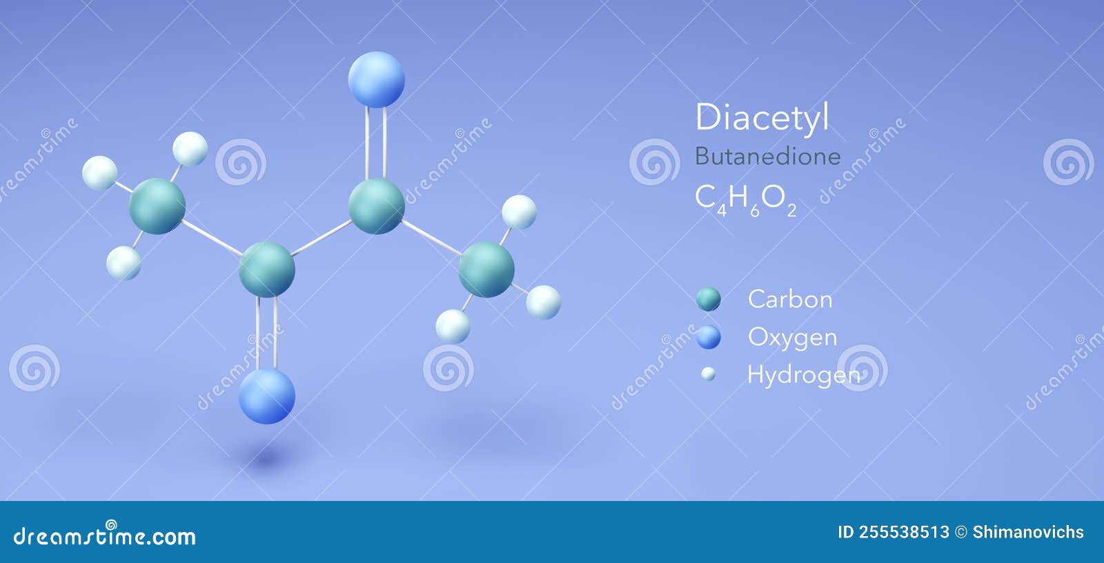 Moleculaire Structuren Van Diacetylbutaandion 3d Model Structuurformule ...