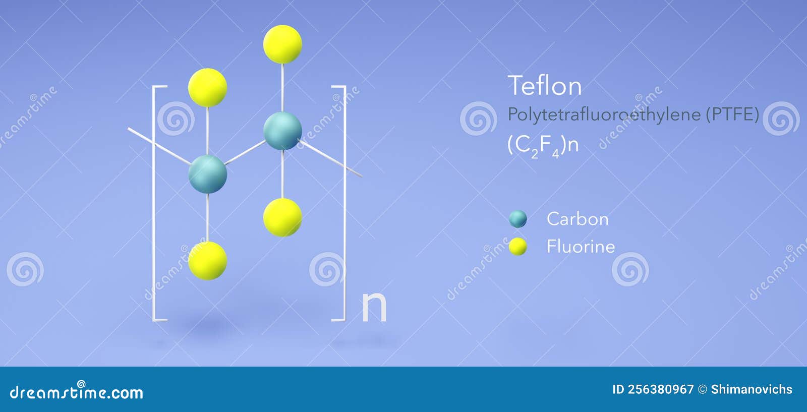 Moleculaire Structuren Van Teflon Polytetrafluorethyleen Bal En Stick ...
