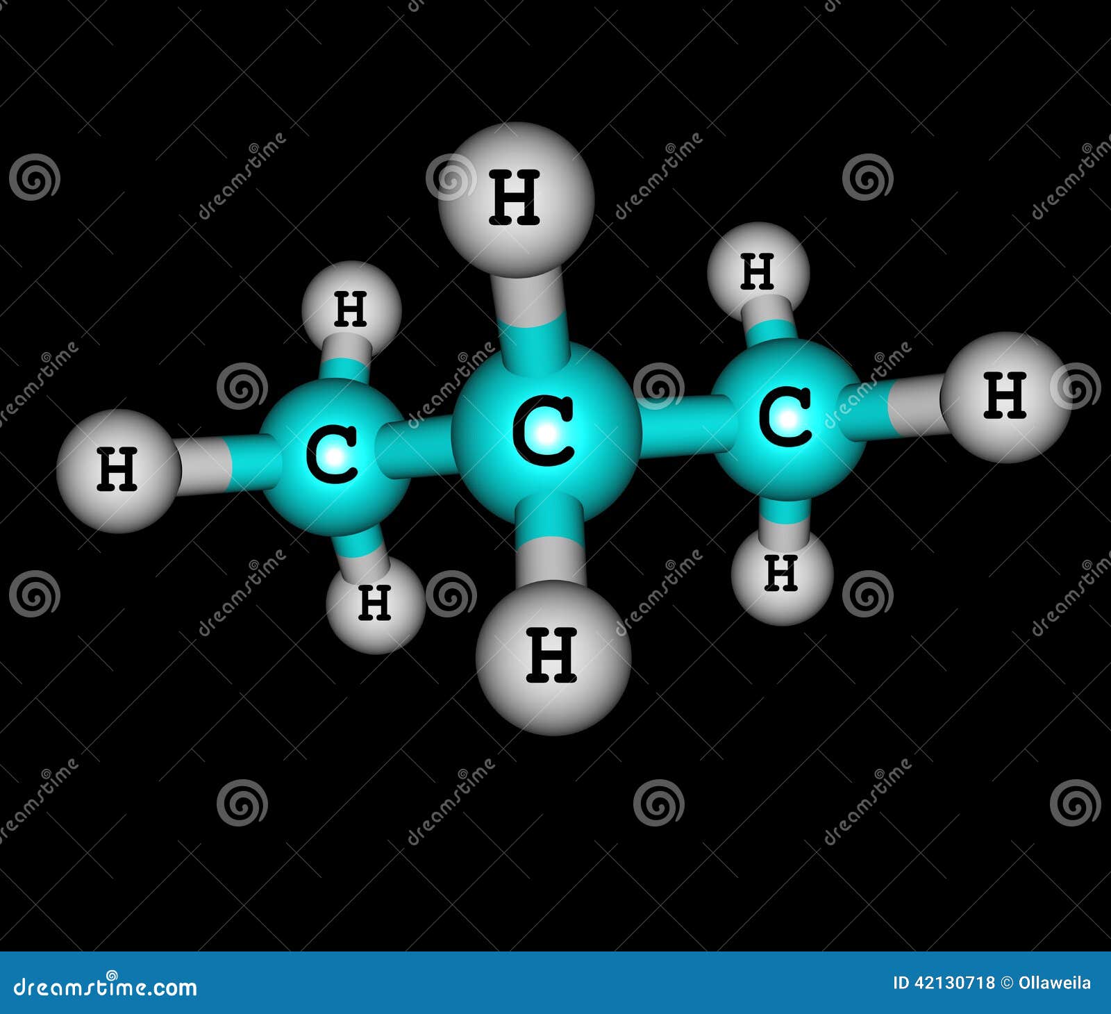 Moleculaire Structuur Van Propaan Op Zwarte Stock Illustratie ...