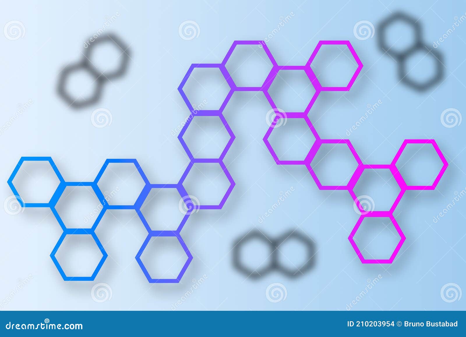 Molecular Background, with a Big Molecule on a Blue To Pink Gradient ...