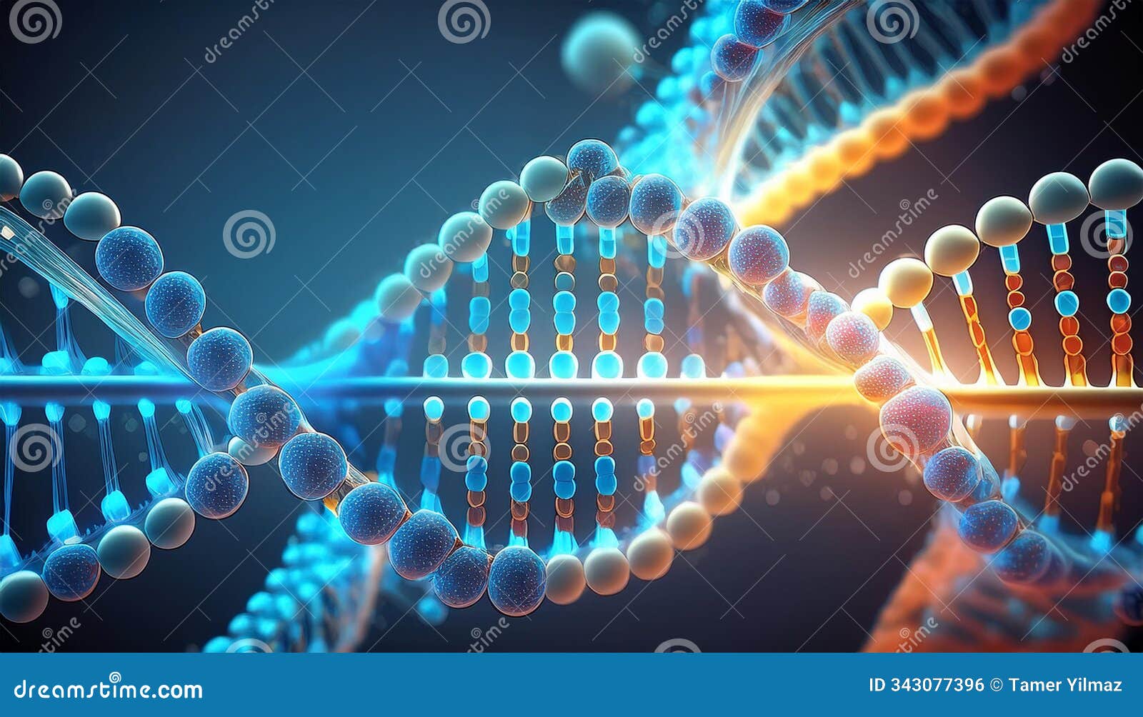 Molecular Biology, Genetics and Medical Concept. 3D Rendering Stock ...