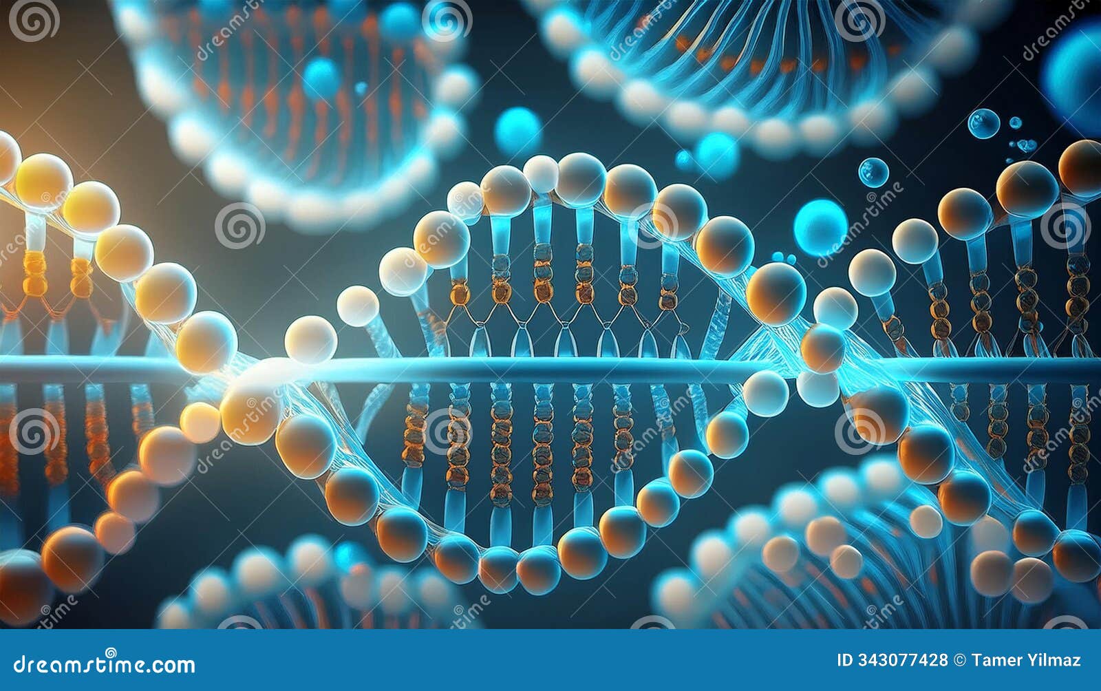 Molecular Biology, Genetics and Medical Concept. 3D Rendering Stock ...