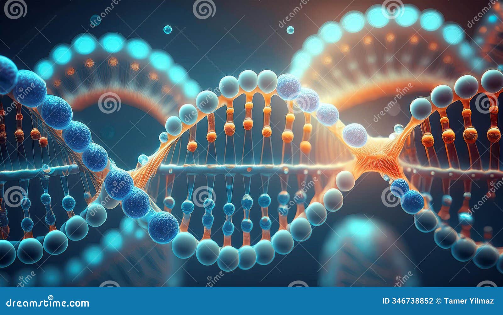 Molecular Biology, Genetics and Medical Concept. 3D Rendering Stock ...