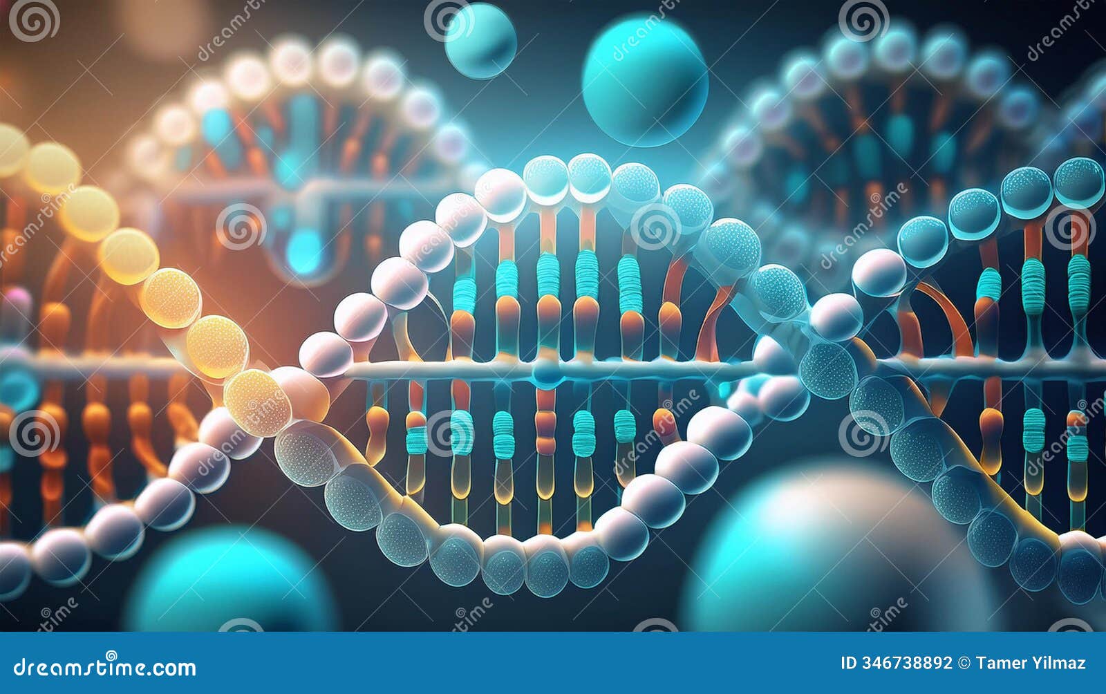 Molecular Biology, Genetics and Medical Concept. 3D Rendering Stock ...