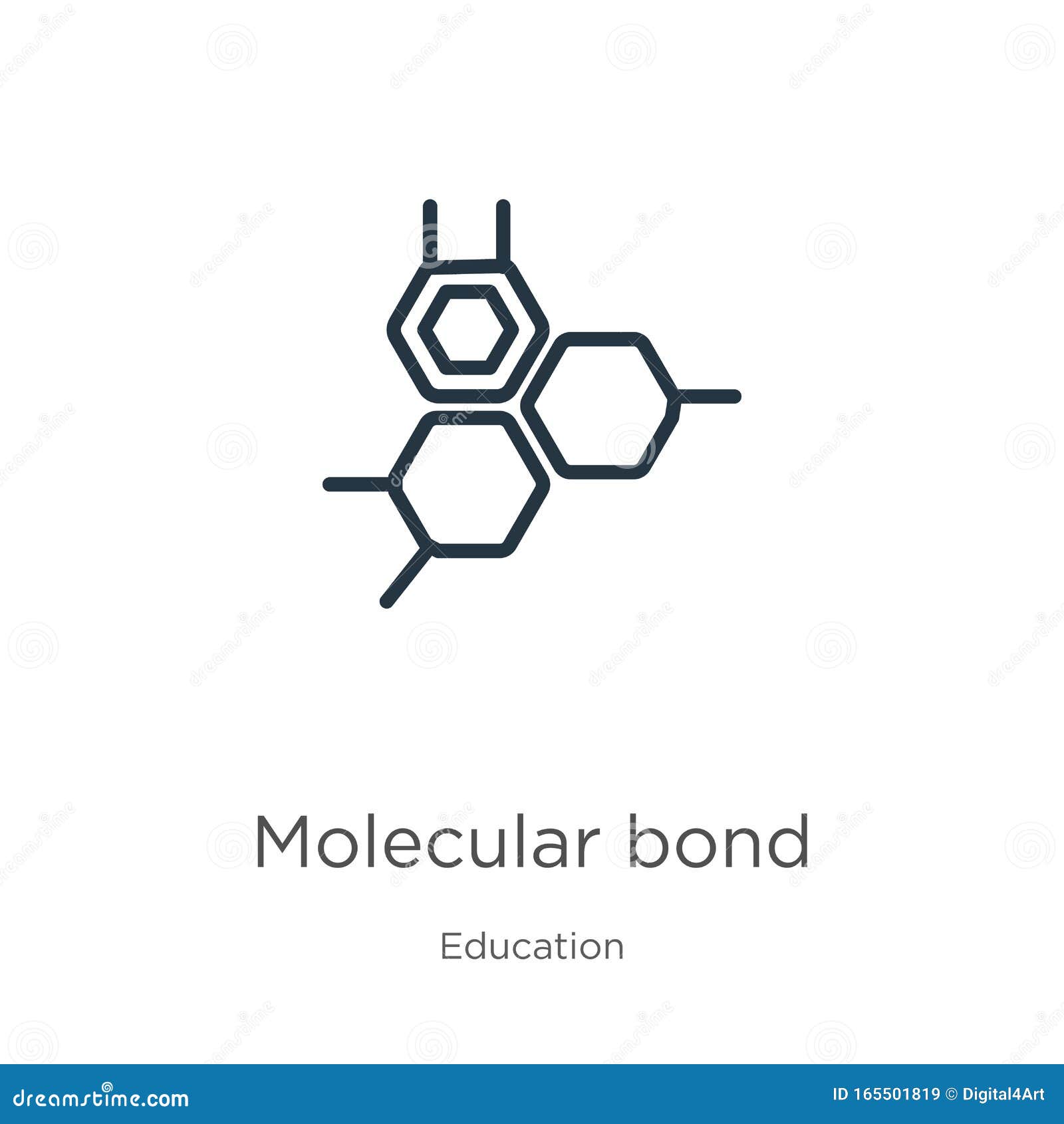 Molecular Bond Icon. Thin Linear Molecular Bond Outline Icon Isolated ...