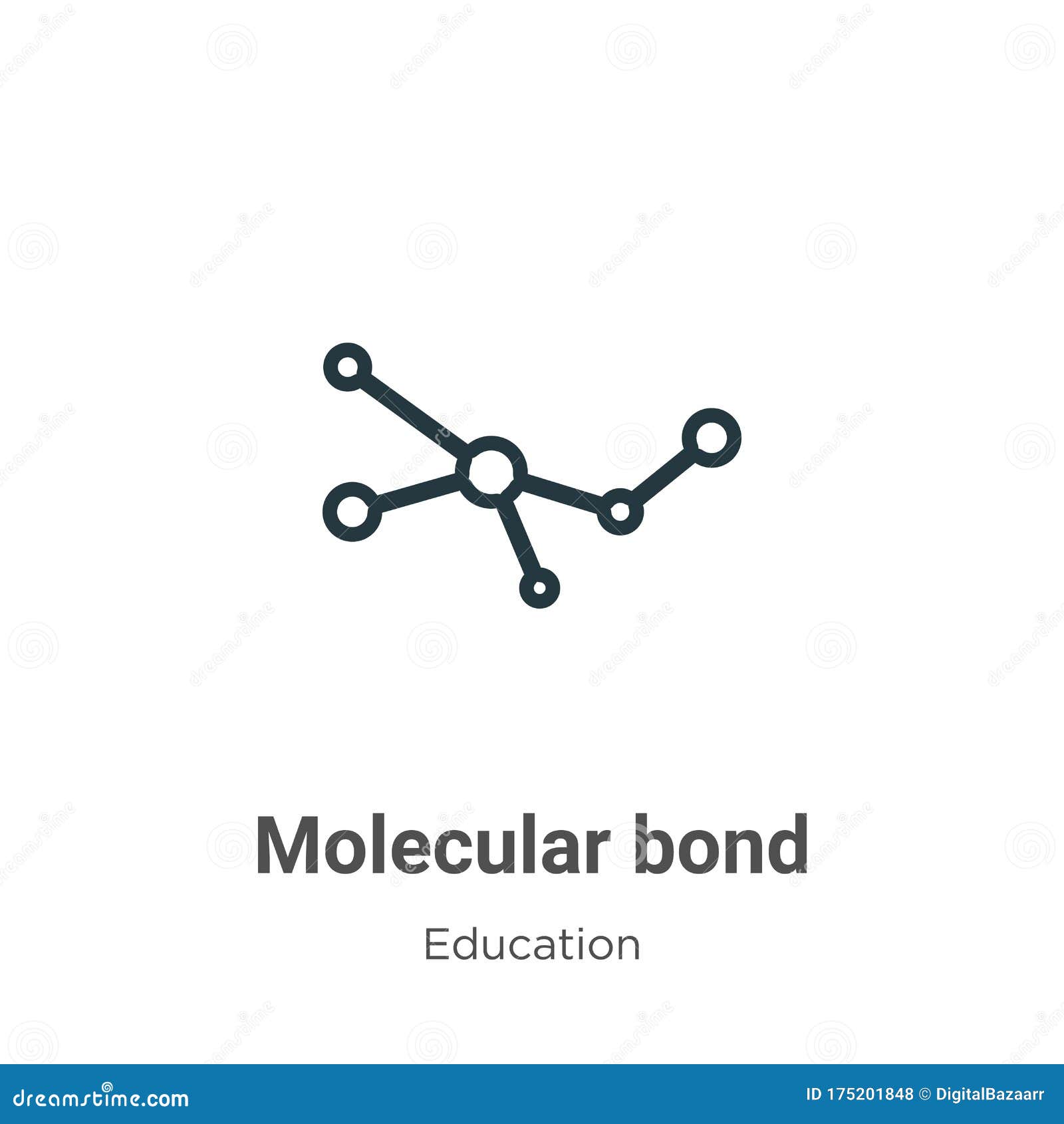 Molecular Bond Outline Vector Icon. Thin Line Black Molecular Bond Icon ...