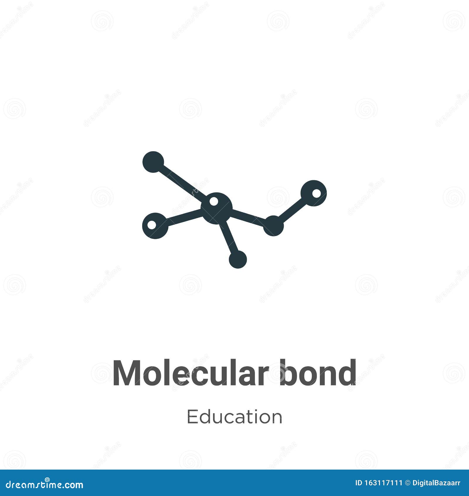 Molecular Bond Vector Icon on White Background. Flat Vector Molecular ...