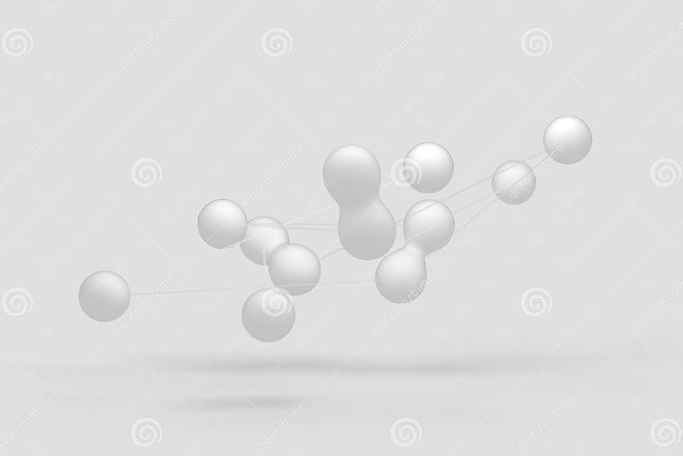Molecular Bonds, Round Molecules are Connected with Each Other by Thin ...