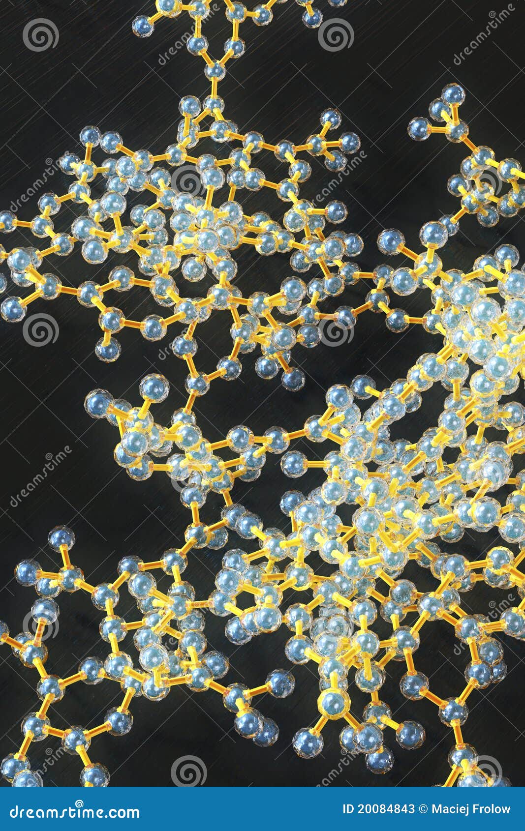 Molecular Chain, 3D Render. Abstract Nanotech Background With Molecule ...
