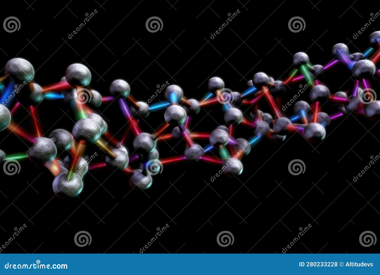 Molecular Chain, with Each Atom and Bond Visible in High-resolution ...
