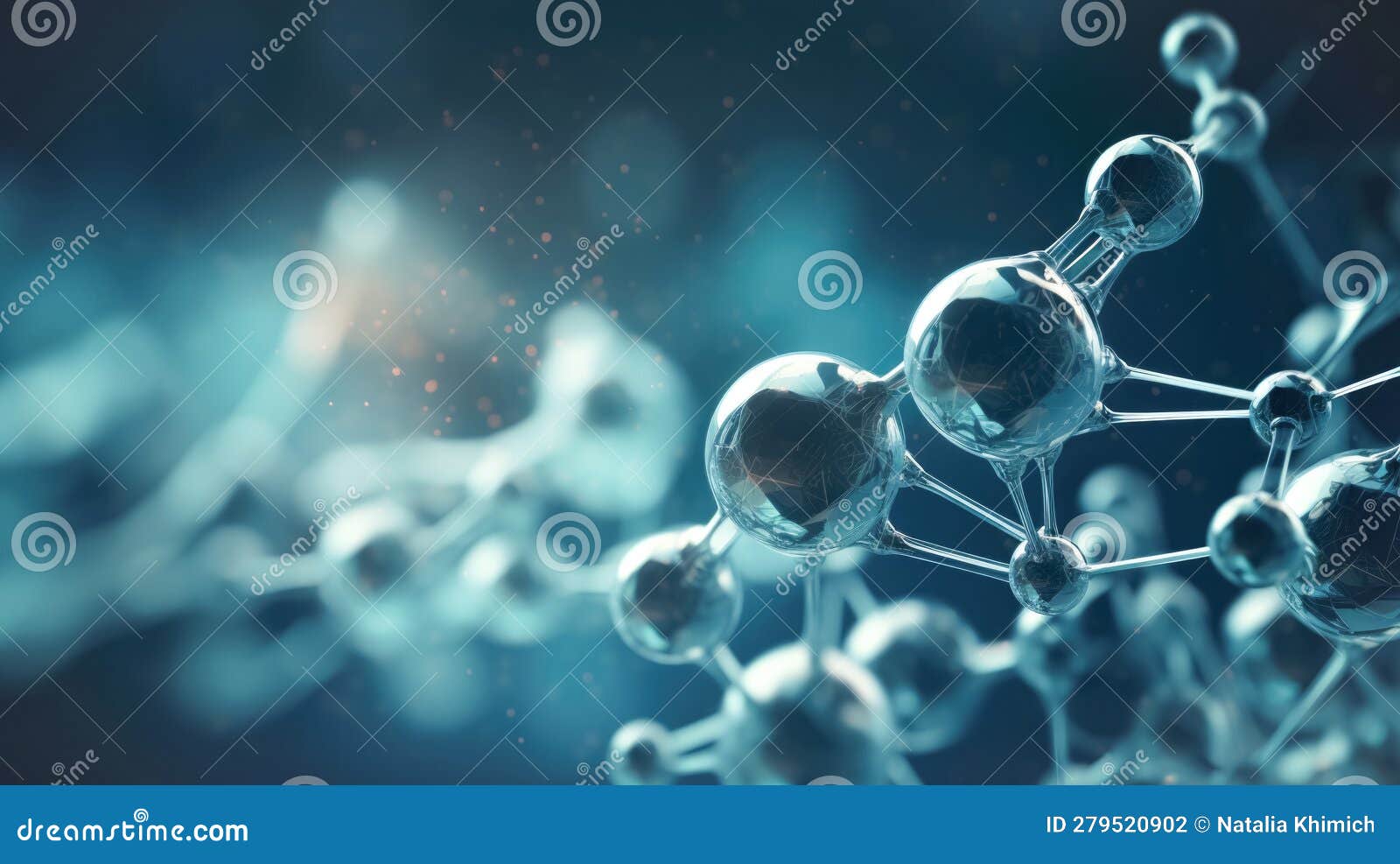 Molecular Cosmetics, Molecular Chain of Molecules on Blue Background ...