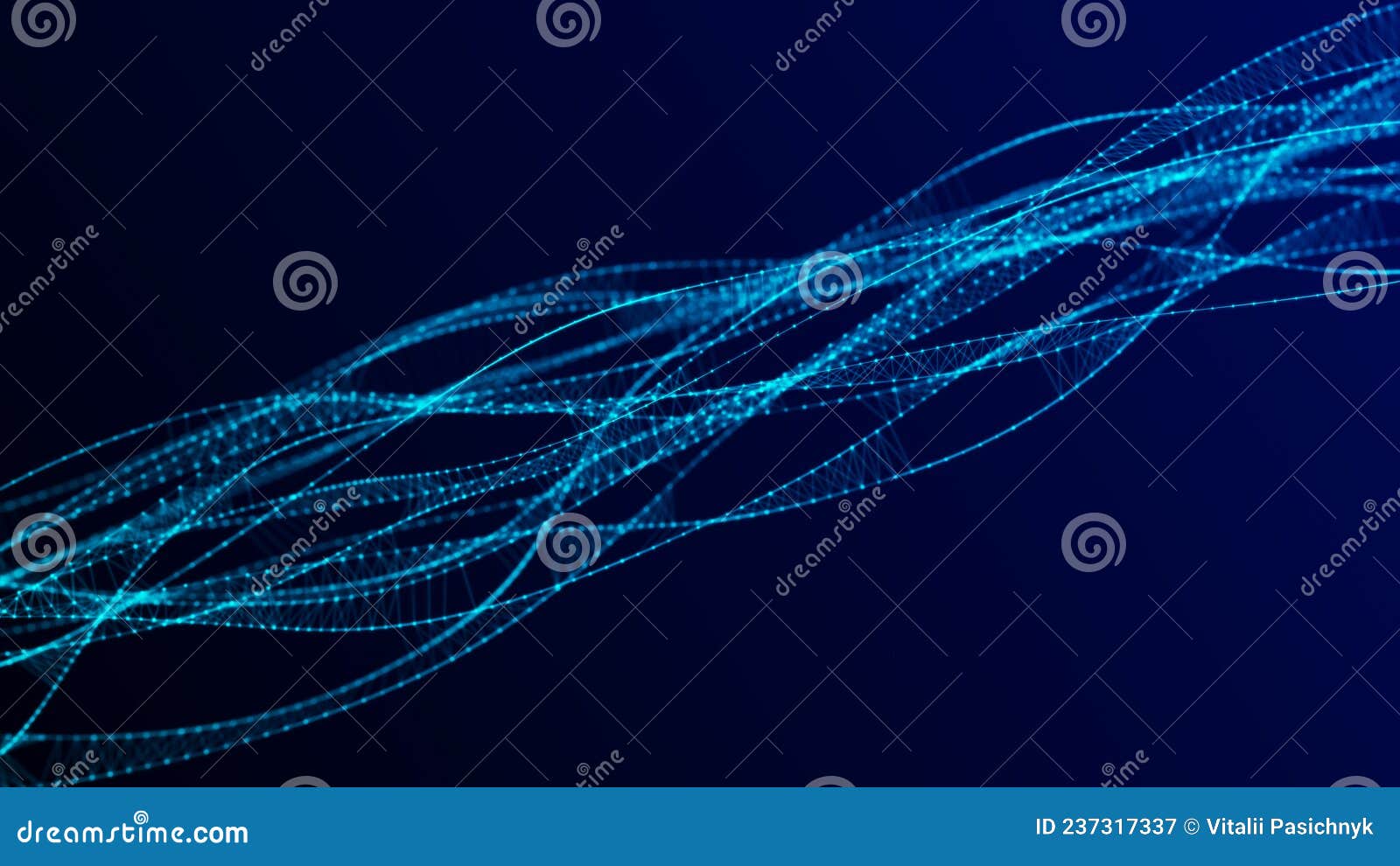 Molecular DNA Structure. Sound Wave of Particles. Network Connections ...