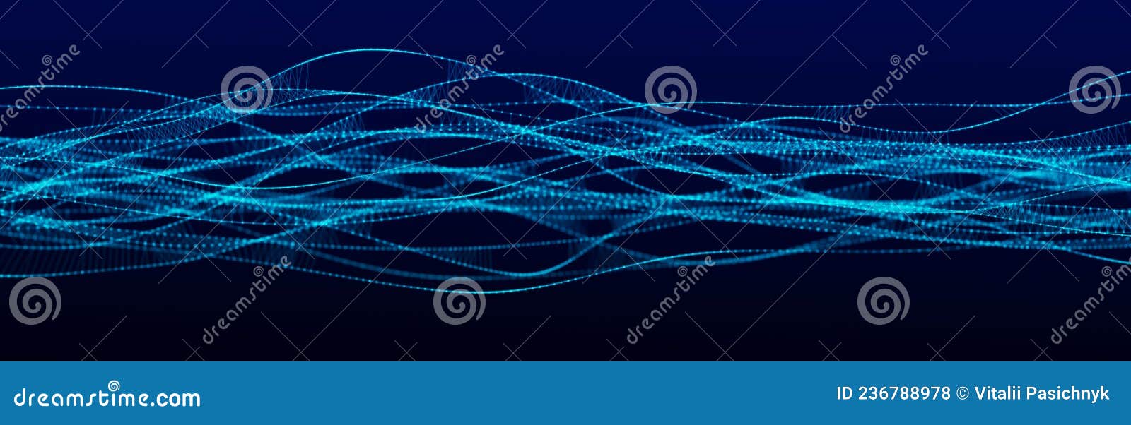 Molecular DNA Structure. Sound Wave of Particles. Network Connections ...