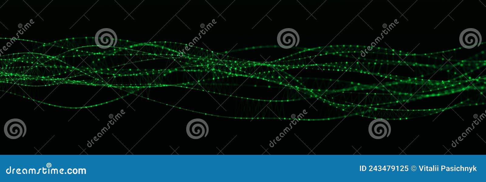 Molecular DNA Structure. Sound Wave of Particles. Network Connections ...