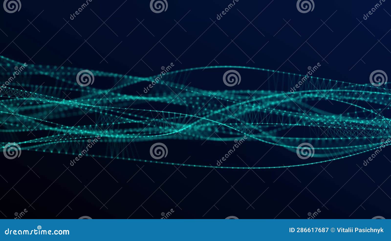 Molecular DNA Structure. Sound Wave of Particles. Network Connections ...