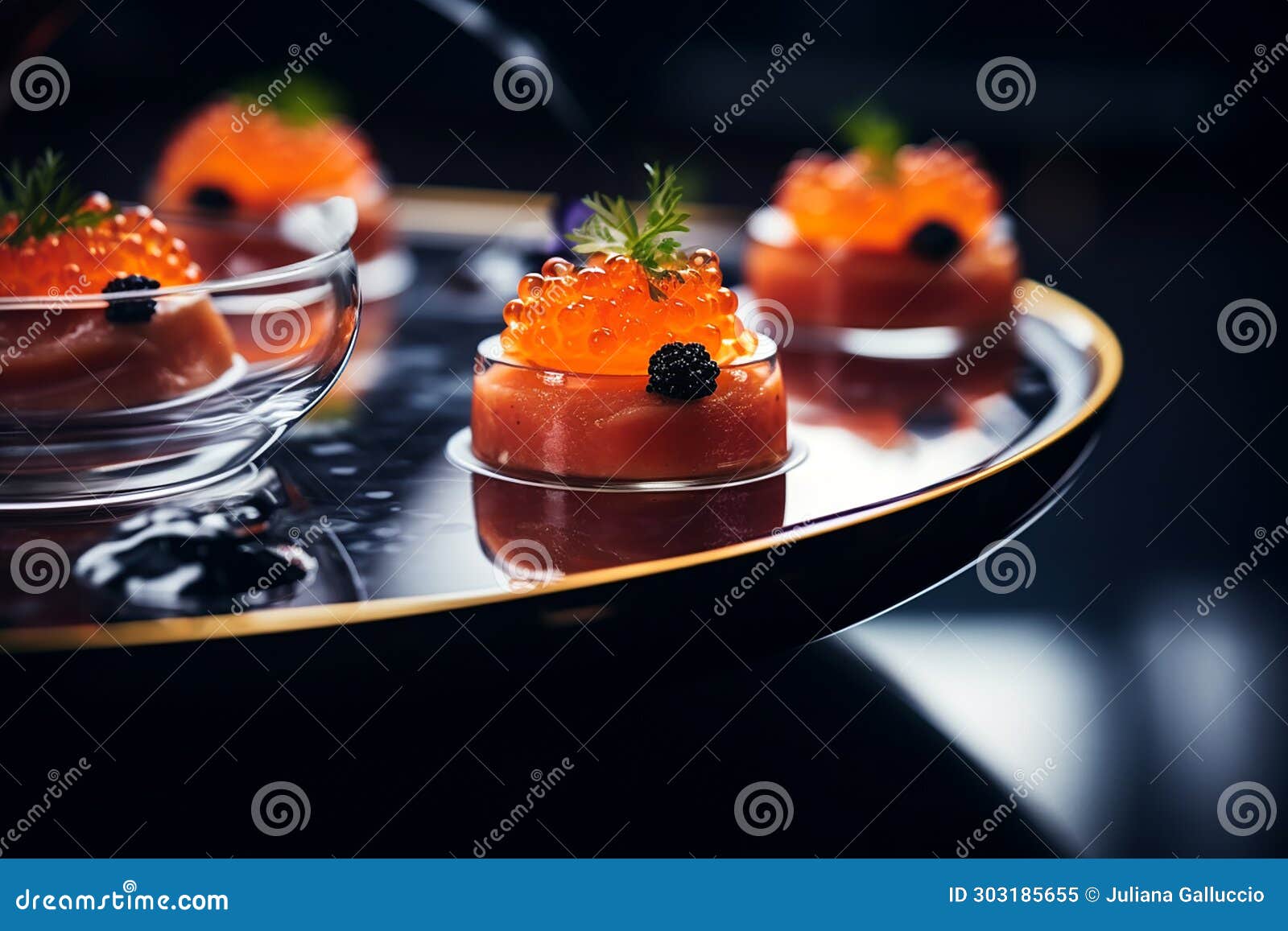 Molecular Gastronomy Canape Dishes on Tray Stock Illustration ...