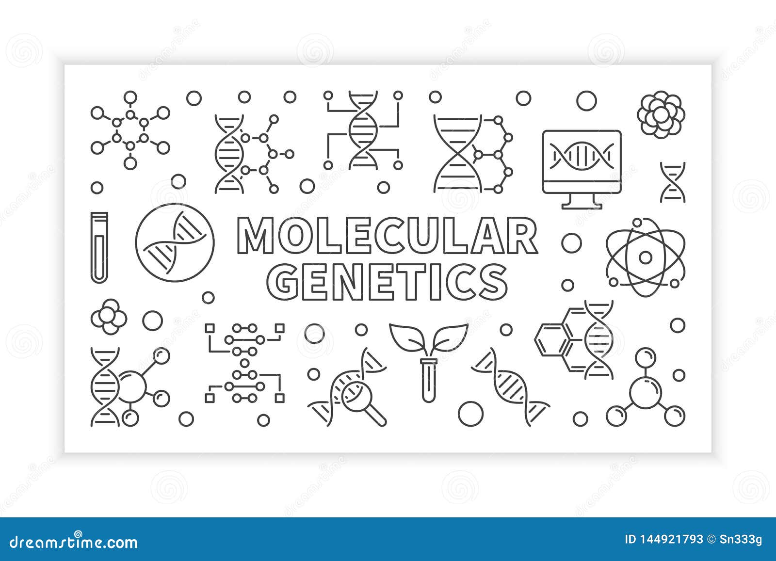 Molecular Genetics Vector Outline Horizontal Banner Stock Vector ...