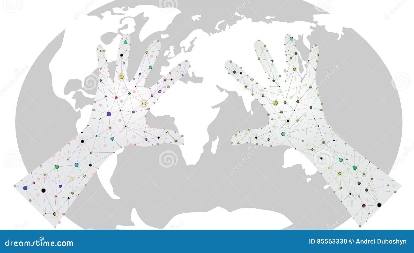 Molecular Hands Over the World Stock Vector - Illustration of atom ...
