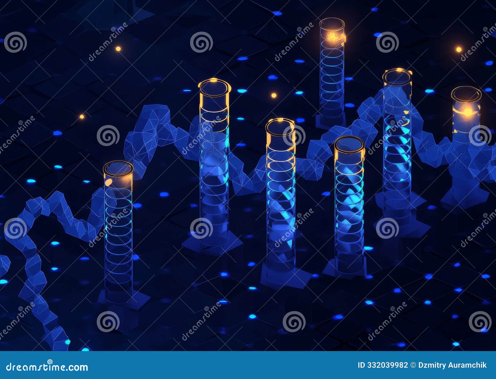 Molecular Helix of the DNA Molecule and Blood in Test Tubes Stock Photo ...