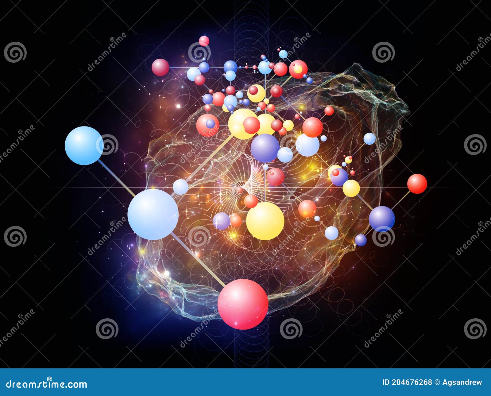Molecular Interaction stock illustration. Illustration of design ...