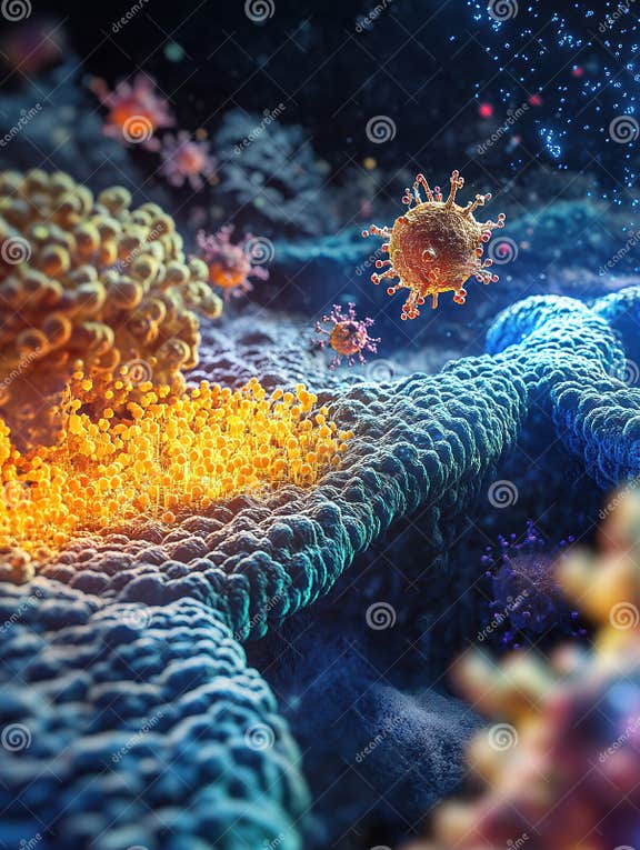 Close Up View of Molecular Interactions between Microbes in a Vibrant ...