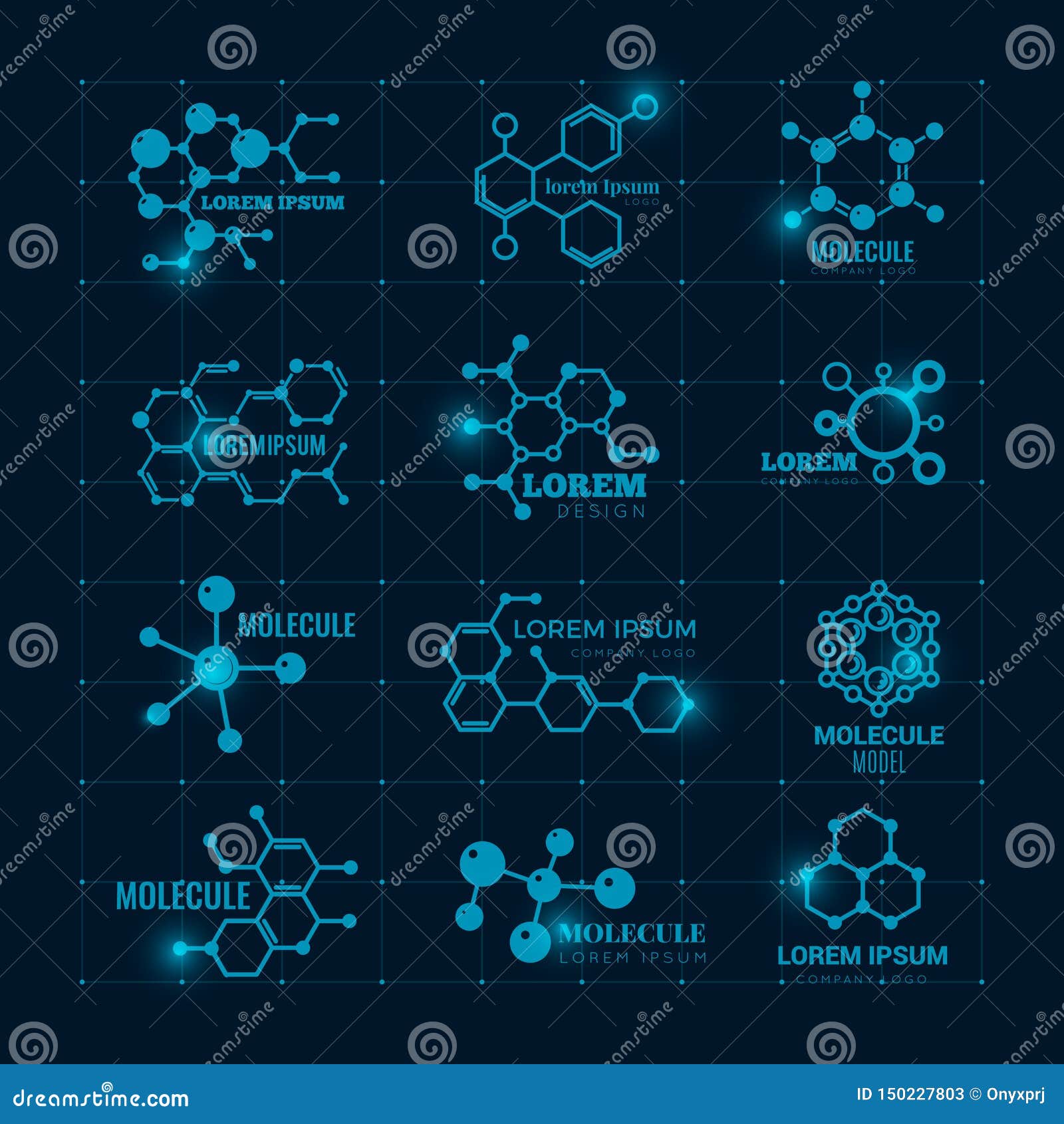 Molecular Logo with Shine Effect. Chemistry Dna Molecule Scientific ...