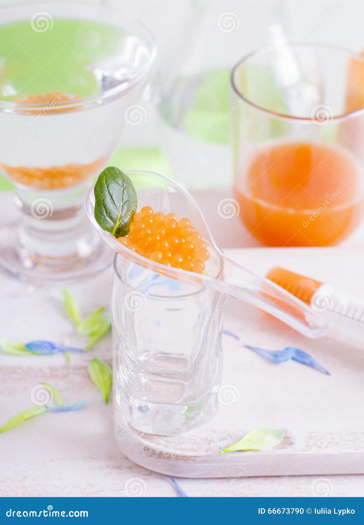 Molecular Mango-carrot Caviar Cooking Stock Photo - Image of dining ...
