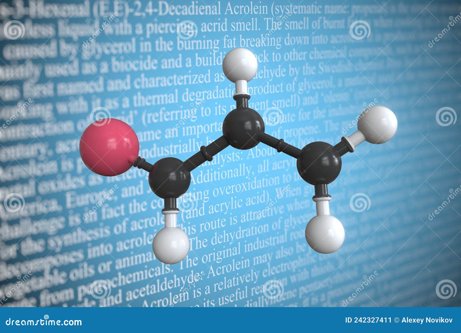Molecular Model of Acrolein, 3D Rendering Stock Illustration ...