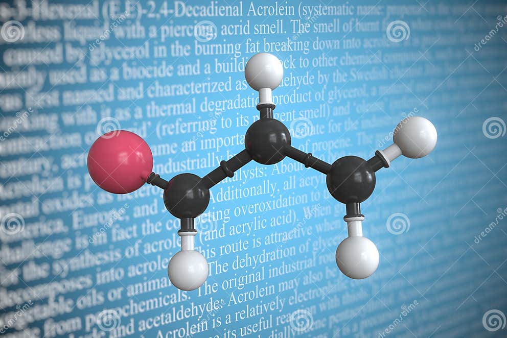 Molecular Model of Acrolein, 3D Rendering Stock Illustration ...