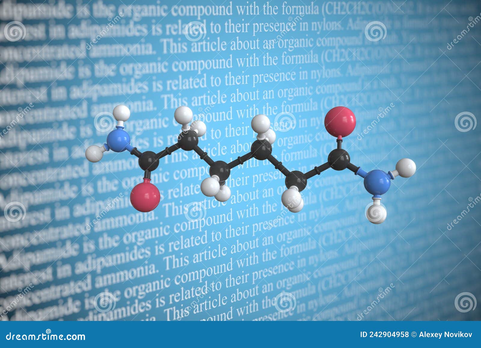 Molecular Model of Adipamide, 3D Rendering Stock Illustration ...