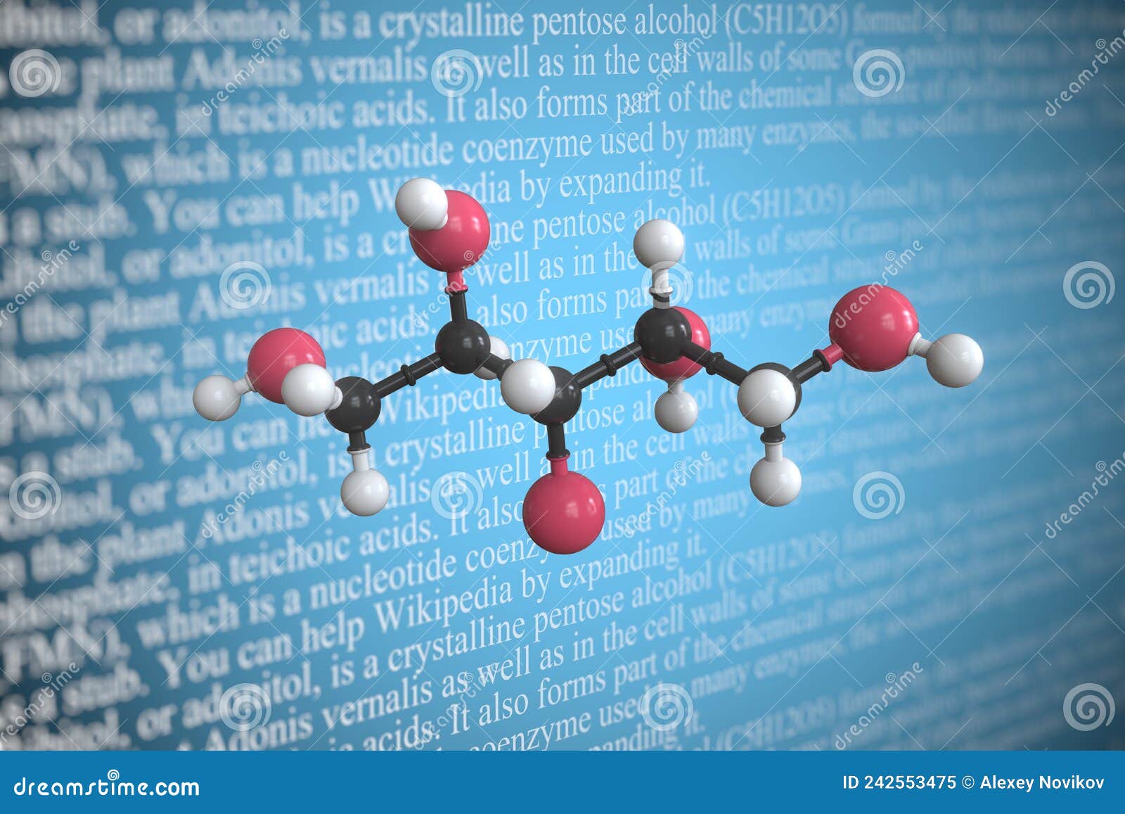 Molecular Model of Adonitol, 3D Rendering Stock Illustration ...