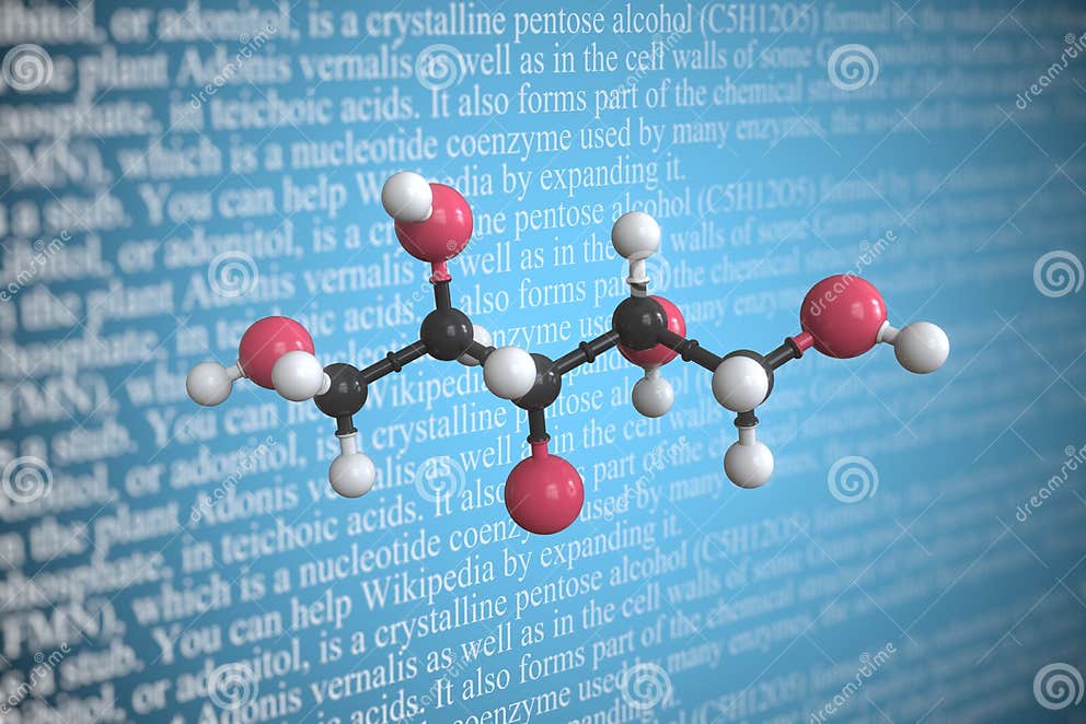 Molecular Model of Adonitol, 3D Rendering Stock Illustration ...