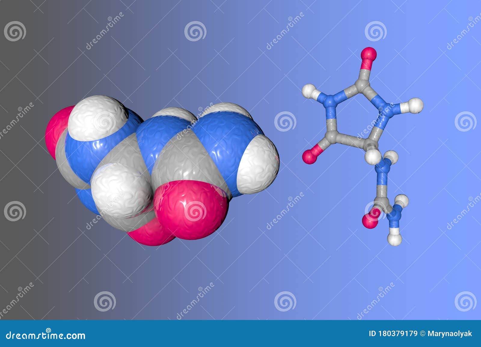 Molecular Model of Allantoin. Atoms are Represented As Spheres with ...
