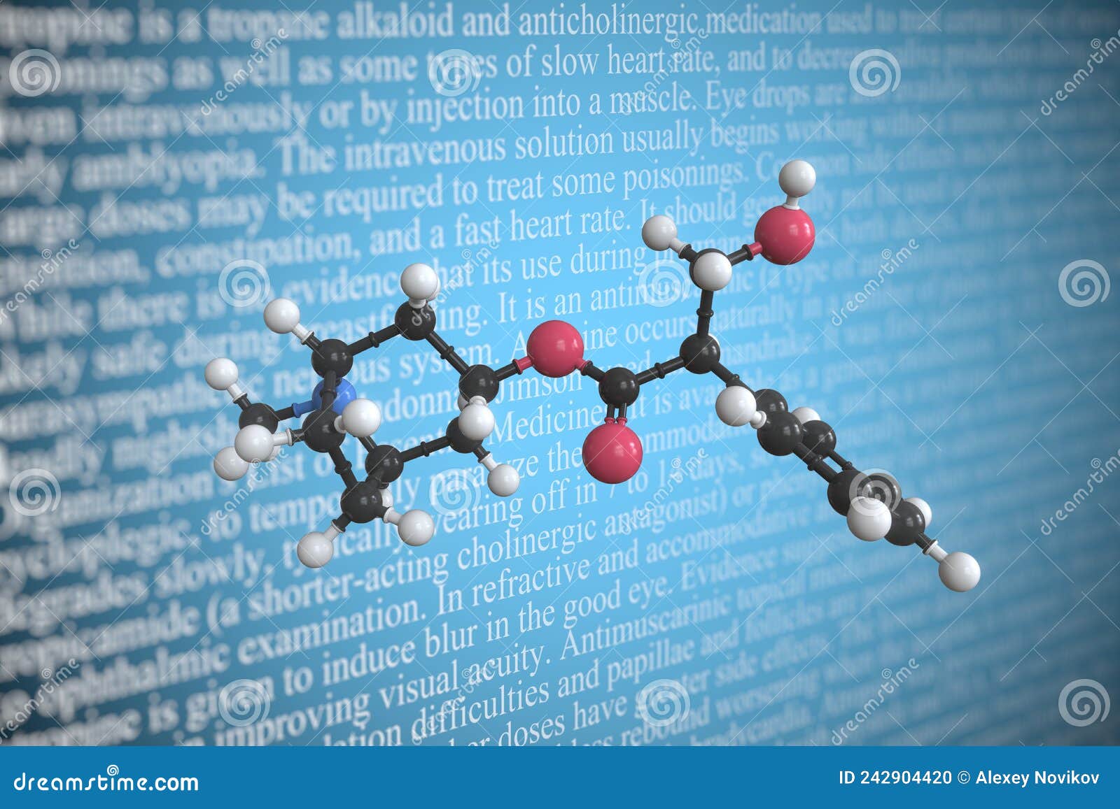 Molecular Model of Atropine, 3D Rendering Stock Illustration ...