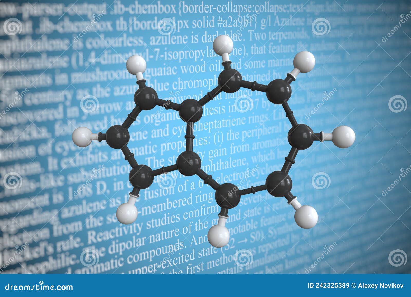 Molecular Model of Azulene, 3D Rendering Stock Illustration ...