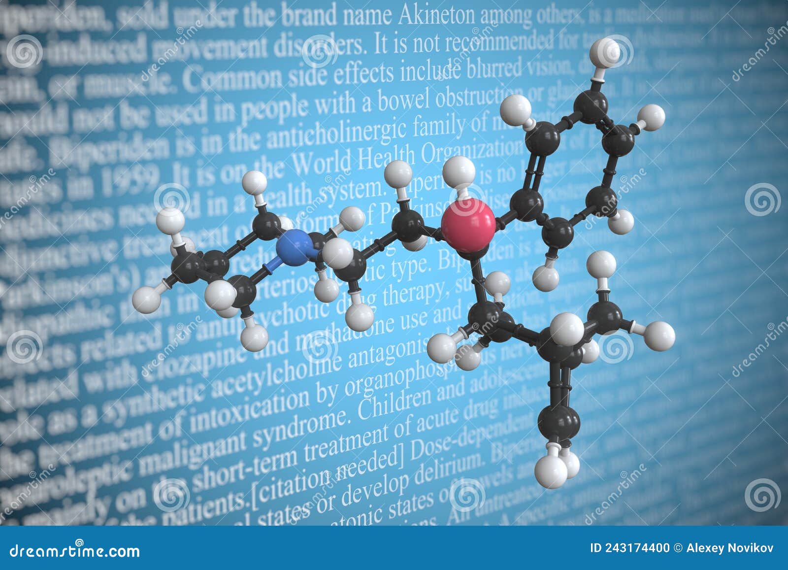 Molecular Model of Biperiden, 3D Rendering Stock Illustration ...