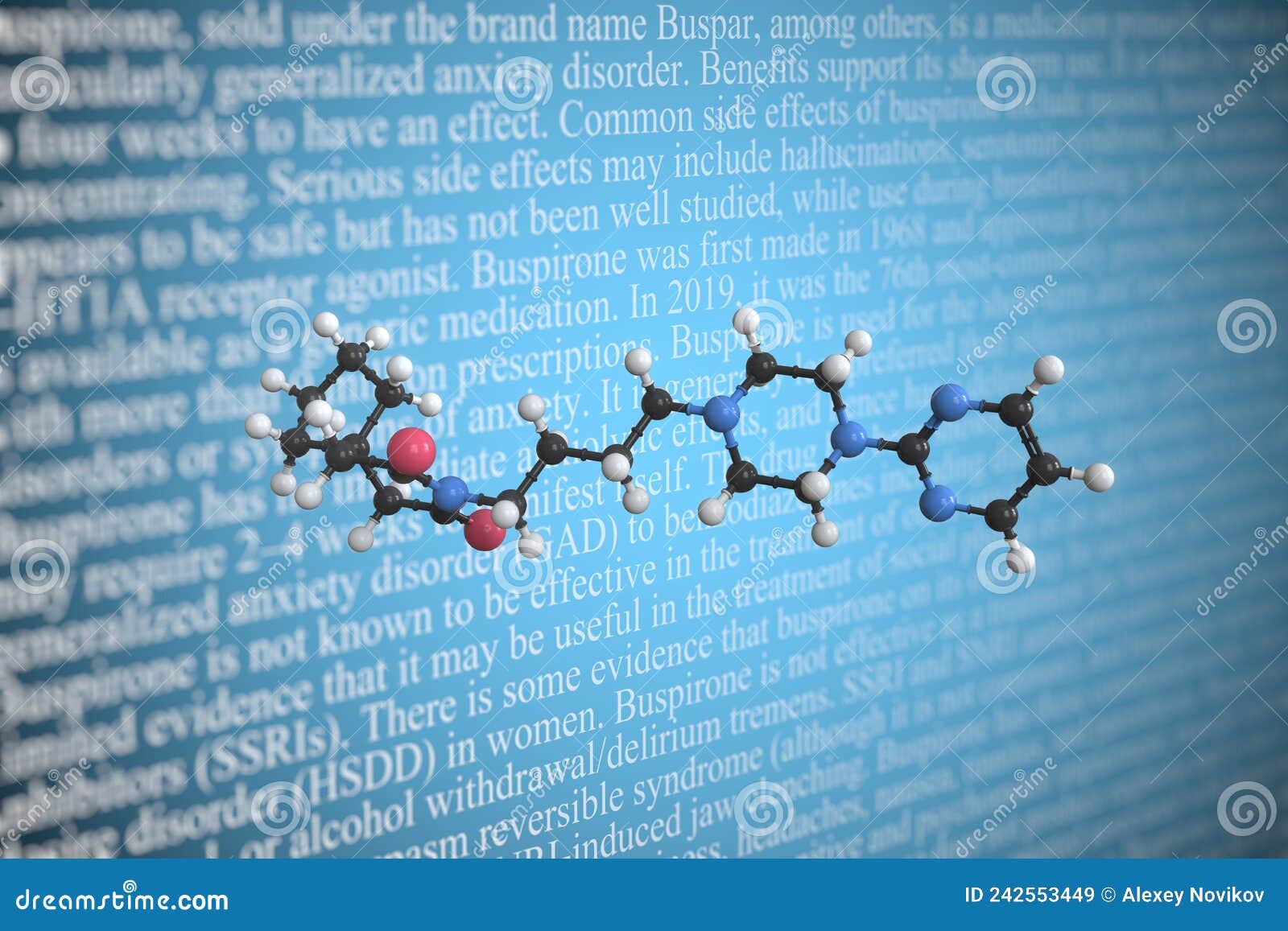Buspirone Molecular Structure, 3d Model Molecule, Buspar, Structural ...